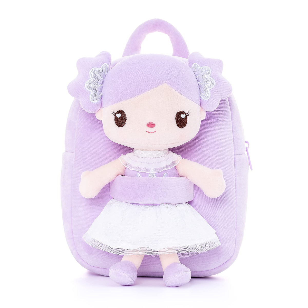 Gloveleya 9-inch Personalized Curl Candy Girls Doll Backpack Purple