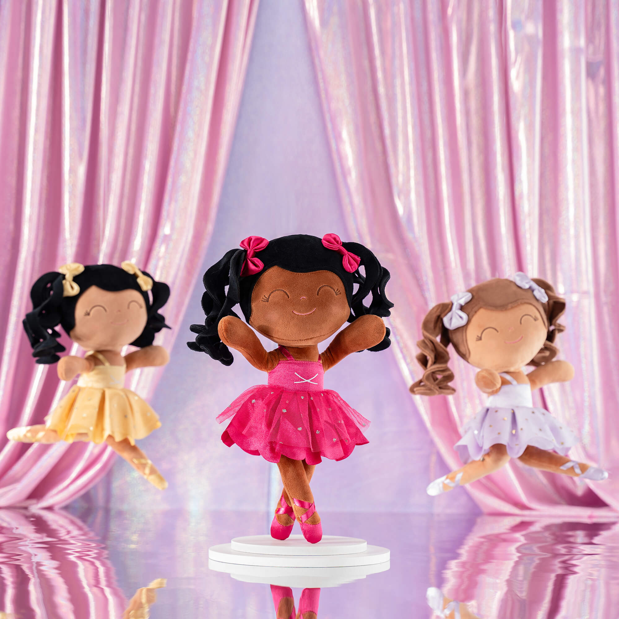 Gloveleya 14-inch Personalized Plush Dolls Curly Ballerina Dolls Ballet ...