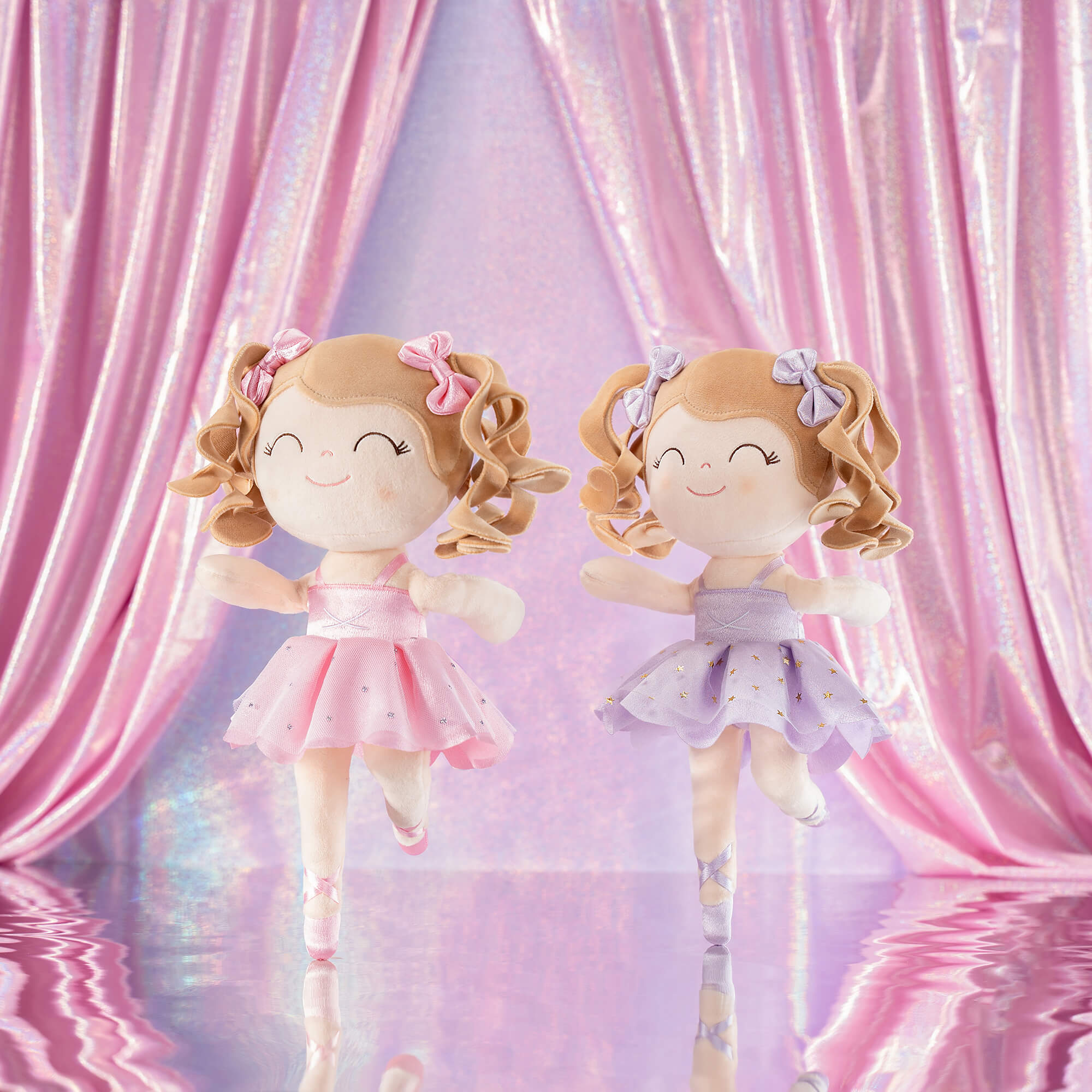 Gloveleya 14-inch Personalized Plush Dolls Curly Ballerina Dolls Ballet ...