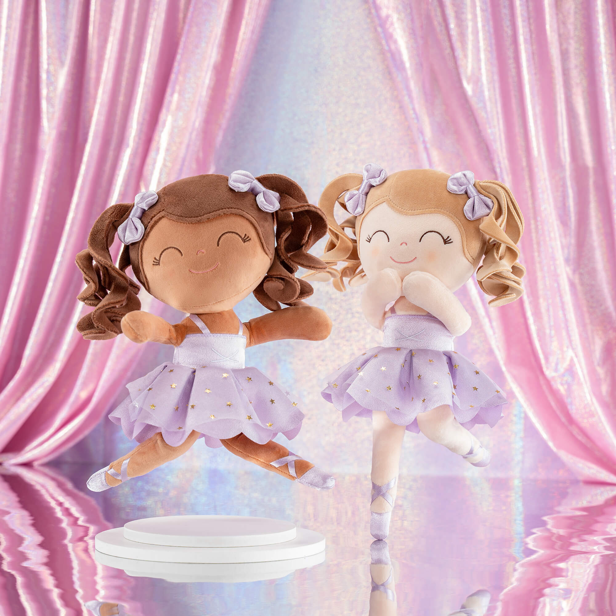 Gloveleya 14-inch Personalized Plush Dolls Curly Ballerina Dolls Ballet ...